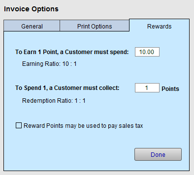 Set up Invoice Rewards Options