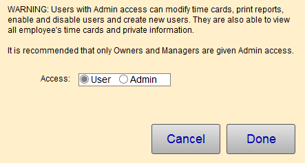 Change Employee Access Level