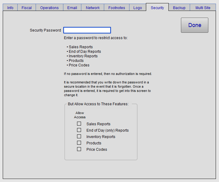 Set up Security Password